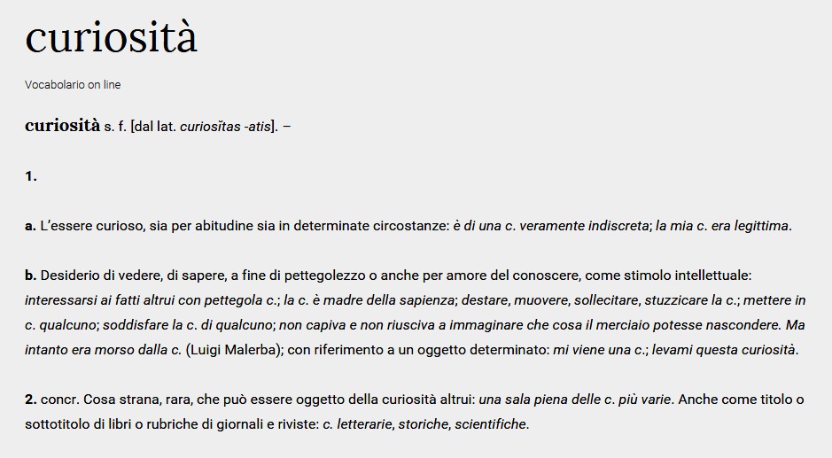 “Le” Parole – 8, CURIOSITA’