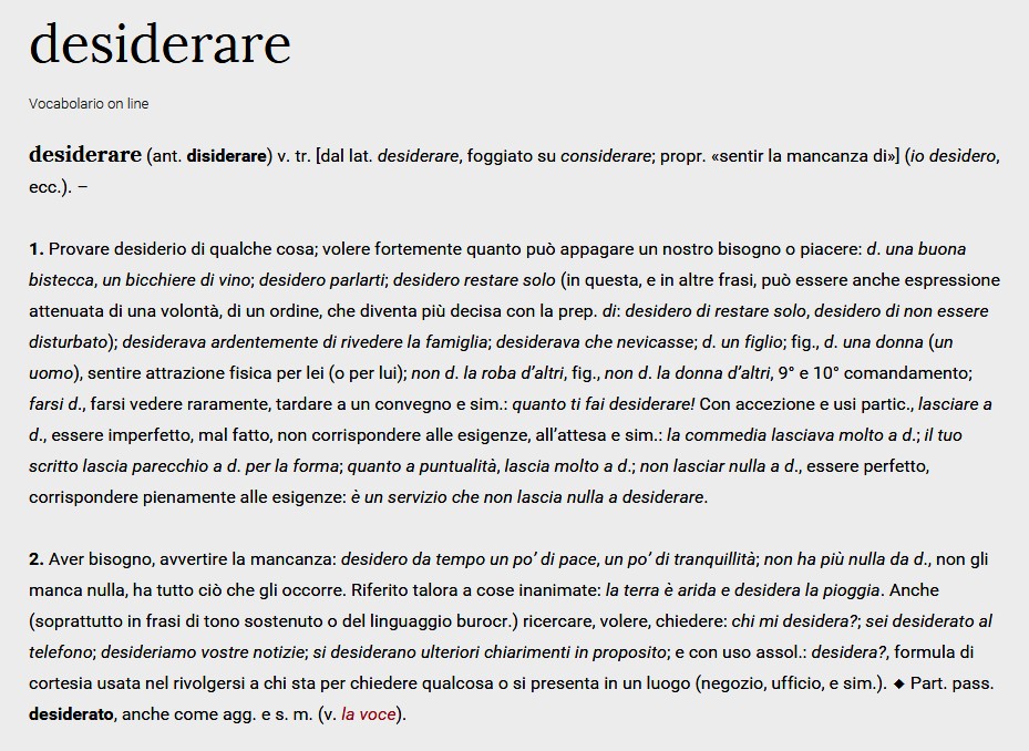 “Le” Parole – 7, DESIDERARE