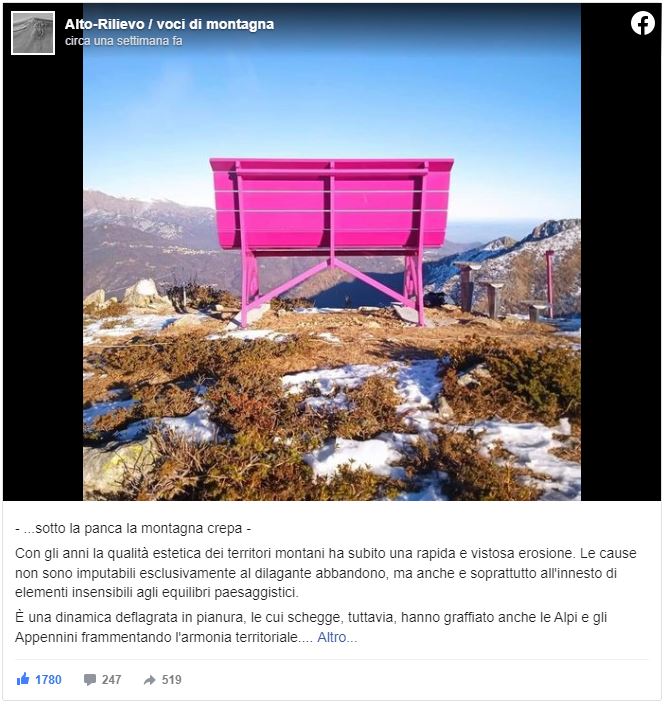 Una clava a forma di panchina gigante